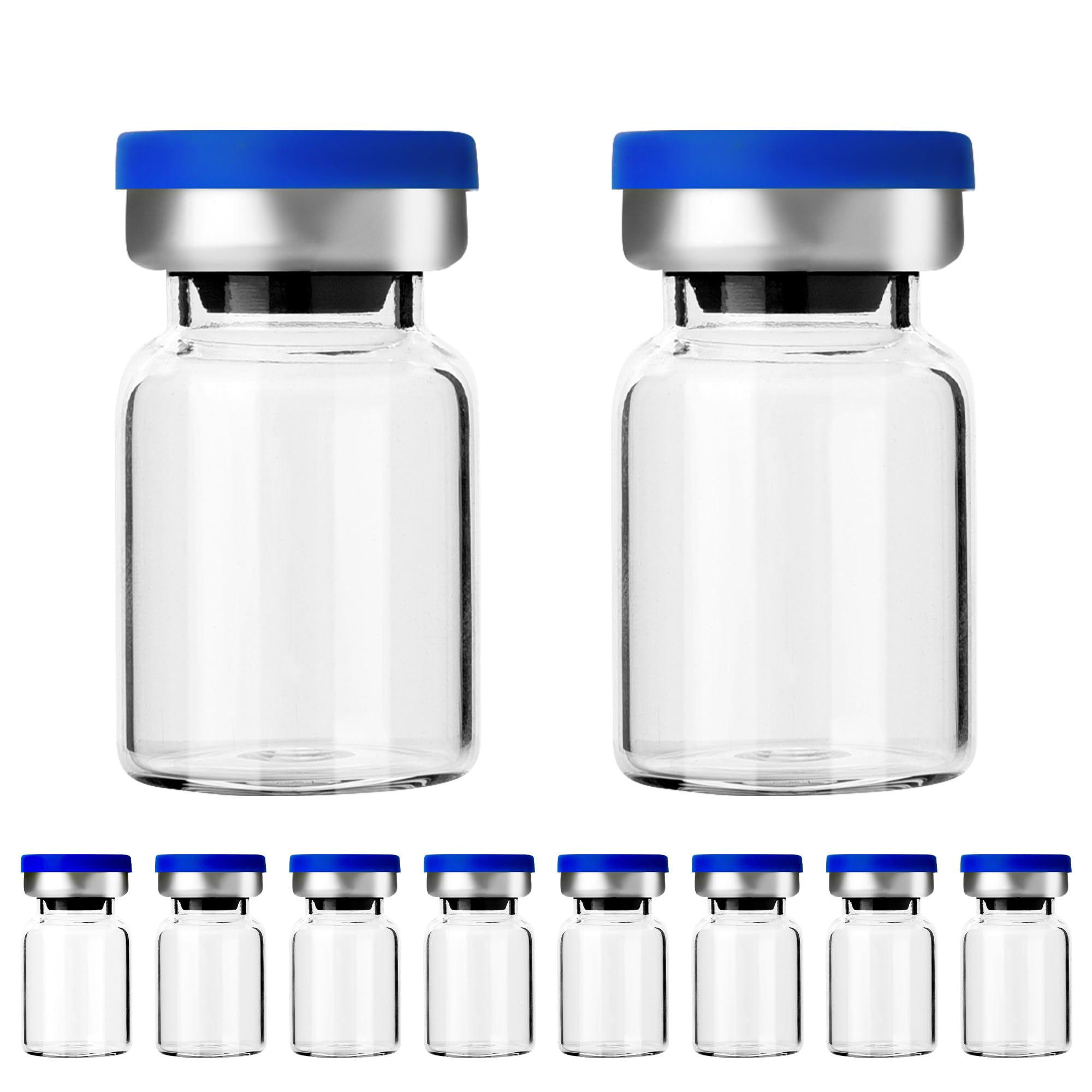 Plceo Sterile Empty Vials with Self Healing Injection Port,with Aluminum Plastic Cap,Sealed Empty Vials (5ML 10PCS)