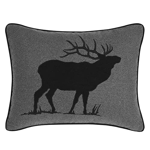 Eddie Bauer Home Throw Pillow with Zipper Closure, Perfect Home Decor for Bed or Sofa, 16" x 20", Elk Charcoal/Black