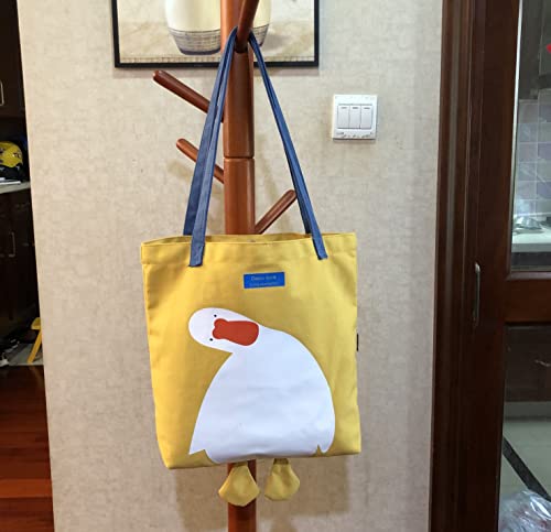 AWXZOM Cute Canvas Tote Bag graphic tote bag funny bags Lunch Grocery (yellow duck)