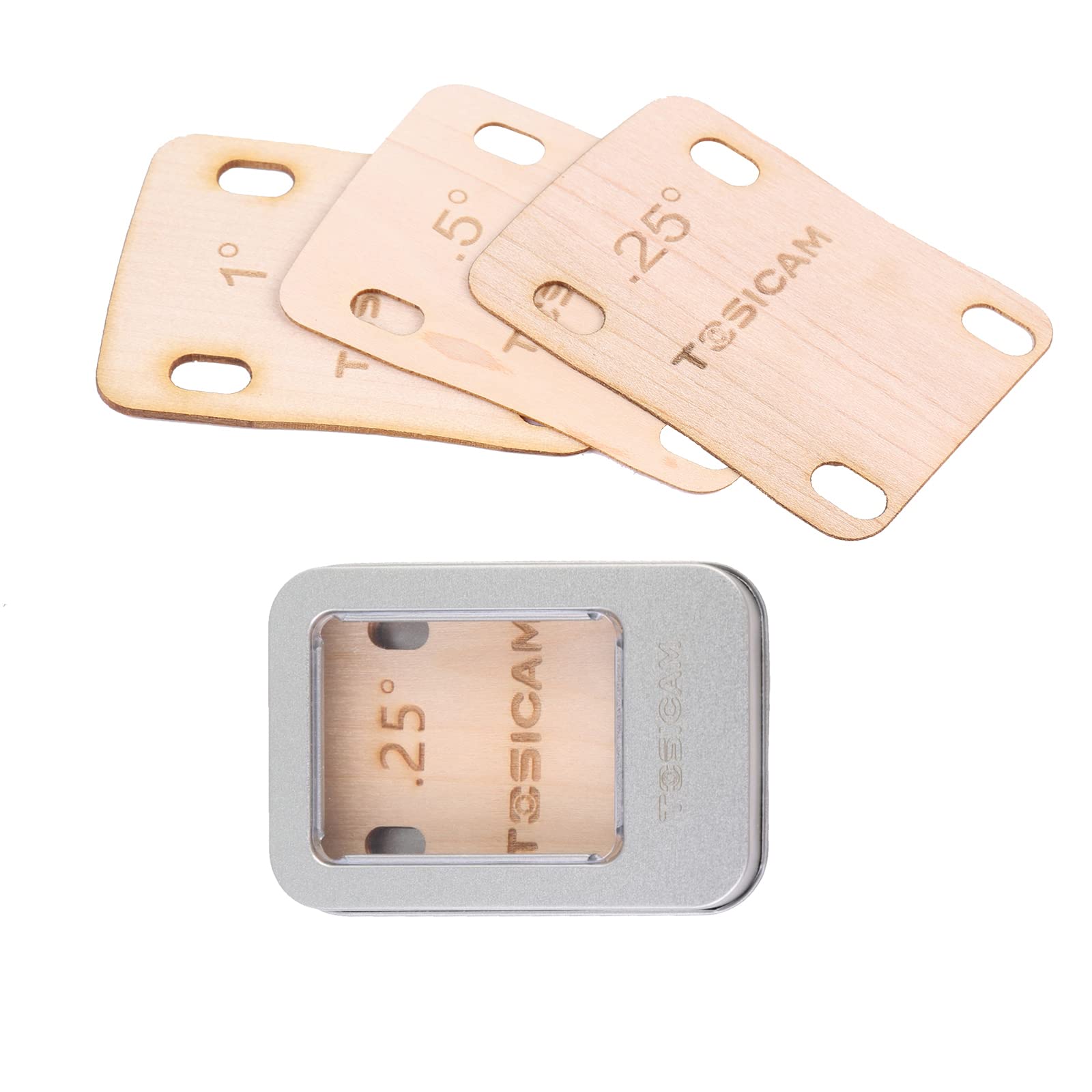 3pcs Guitar Neck Shims Shim Made of Canada Solid Maple Wooden, For Bolt-on Neck Bolts, Shaped 0.25 0.5 1 Degree (0.25 0.5 1 Degree)