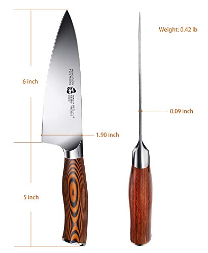TUO Chef Knife- Kitchen Chefs Knife - High Carbon German Stainless Steel Cutlery - Rust Resistant - Pakkawood Handle - Luxurious Gift Box Included - 6 - Fiery Phoenix Series
