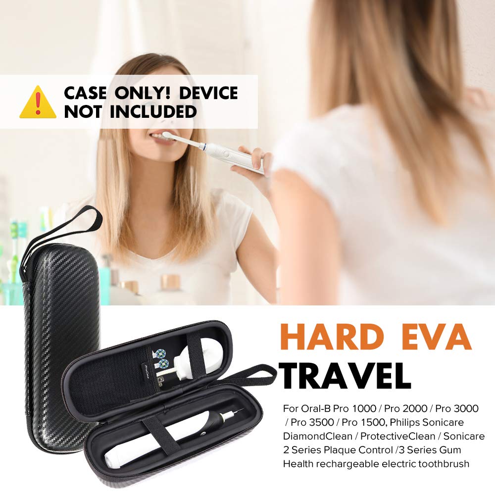 ProCase Toothbrush Travel Case for Oral-B Pro 1000 1500 3000 5000 7000 Sonicare 5100 6100 AquaSonic, Sonic Electric Power Rechargeable Toothbrush Carrying Case Holder Container -Black