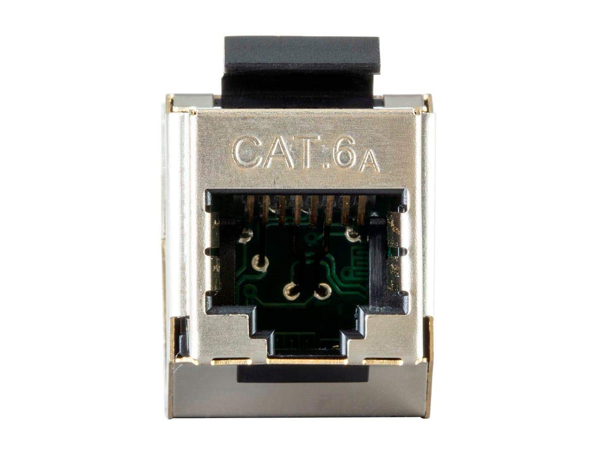 Monoprice Shielded Straight Through Cat6A RJ45 Keystone in-Line Coupler - 10G, Use for Networking As an Extender Between Two Patch Cables, Silver