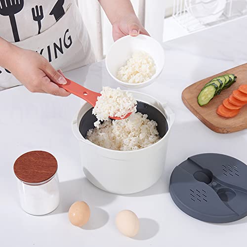 Haosie Microwave Rice Cooker, 2L Microwave Cookware, 7.3x7.3x5.1in Rice Steamer, Household Steam Pot, Microwave Rice and Pasta Cooker Portable Oven Rice Maker Set Kitchen Cookware(Orange)