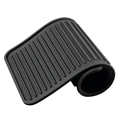 mDesign Silicone Heat-Resistant Hair Care Styling Tool Mat for Curling or Flat Irons, Straighteners on Bathroom Countertop, Raised Edges, Non-Slip, Waterproof, Small, Linelle Collection, Black
