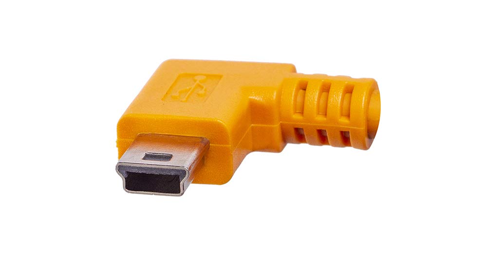 Tether Tools TetherPro Right Angle Adapter USB 2.0 to USB 2.0 Mini-B 5-Pin Pigtail Cable, 20", Orange