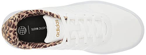 adidas Women's Court Platform Skate Shoe, White/White/Gold Metallic, 8.5