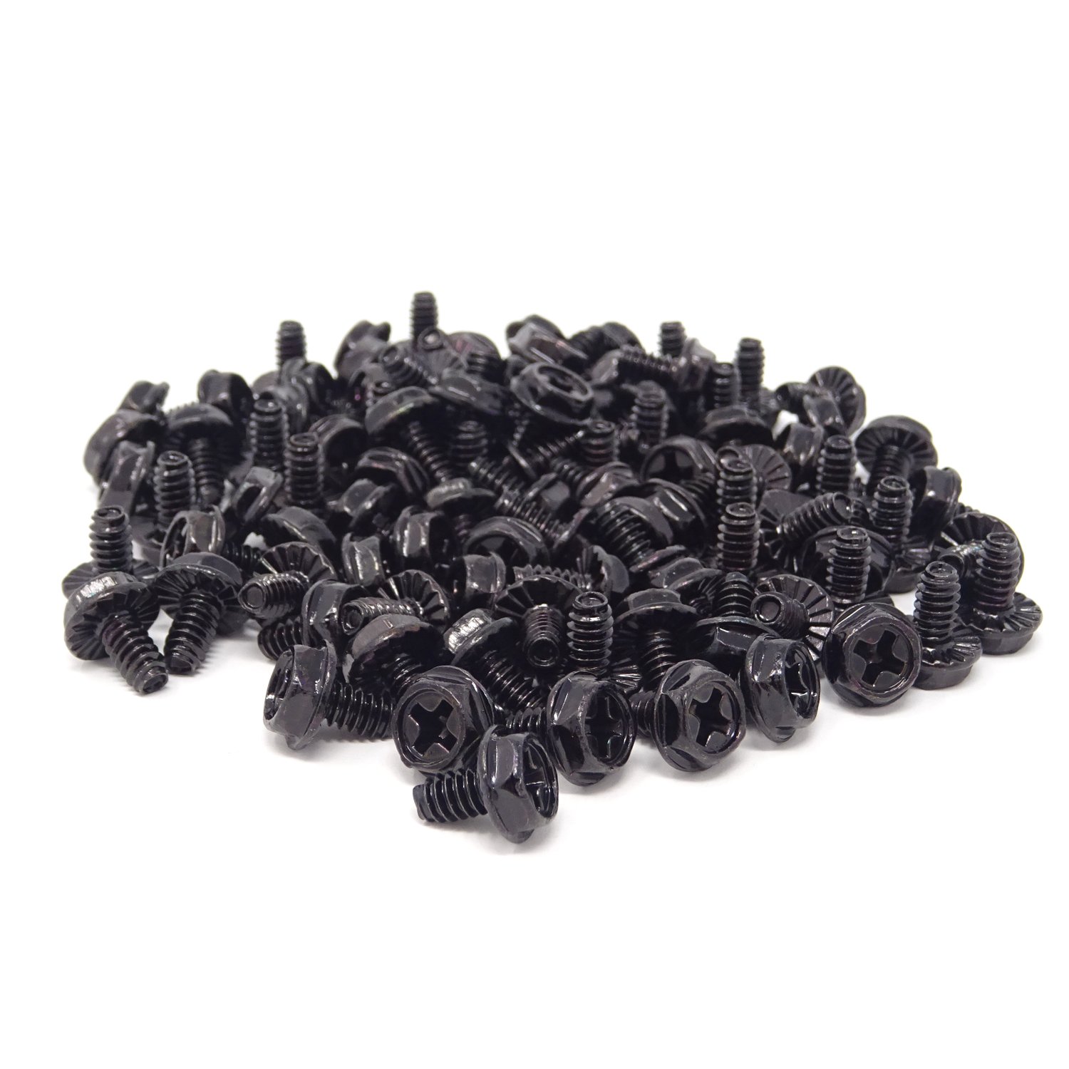 Honbay 100PCS 6#-32x6 Hex Phillips Head Replacement PC Computer Case Mounting Screws Fastener for Building Repairing and Maintaining Computer Systems (Black Zinc)
