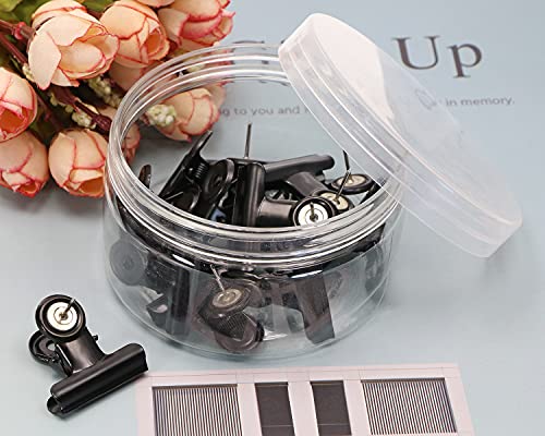 Tupalizy 15PCS Push Pins Clips Bulldog Thumbtack Clips for Bulletin Cock Board Wall Office School Home Cubicle Pictures Documents Notes Papers Calendars Photos Files Artworks Craft Projects (Black)