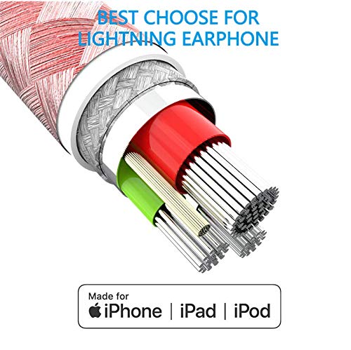 MFi-Certified Lightning Cable iPhone Charger - Compatible with iPhone Xs MAX XR X 8 8 Plus 7 7 Plus 6s 6s Plus 6 6 Plus and More (6FT Rose)