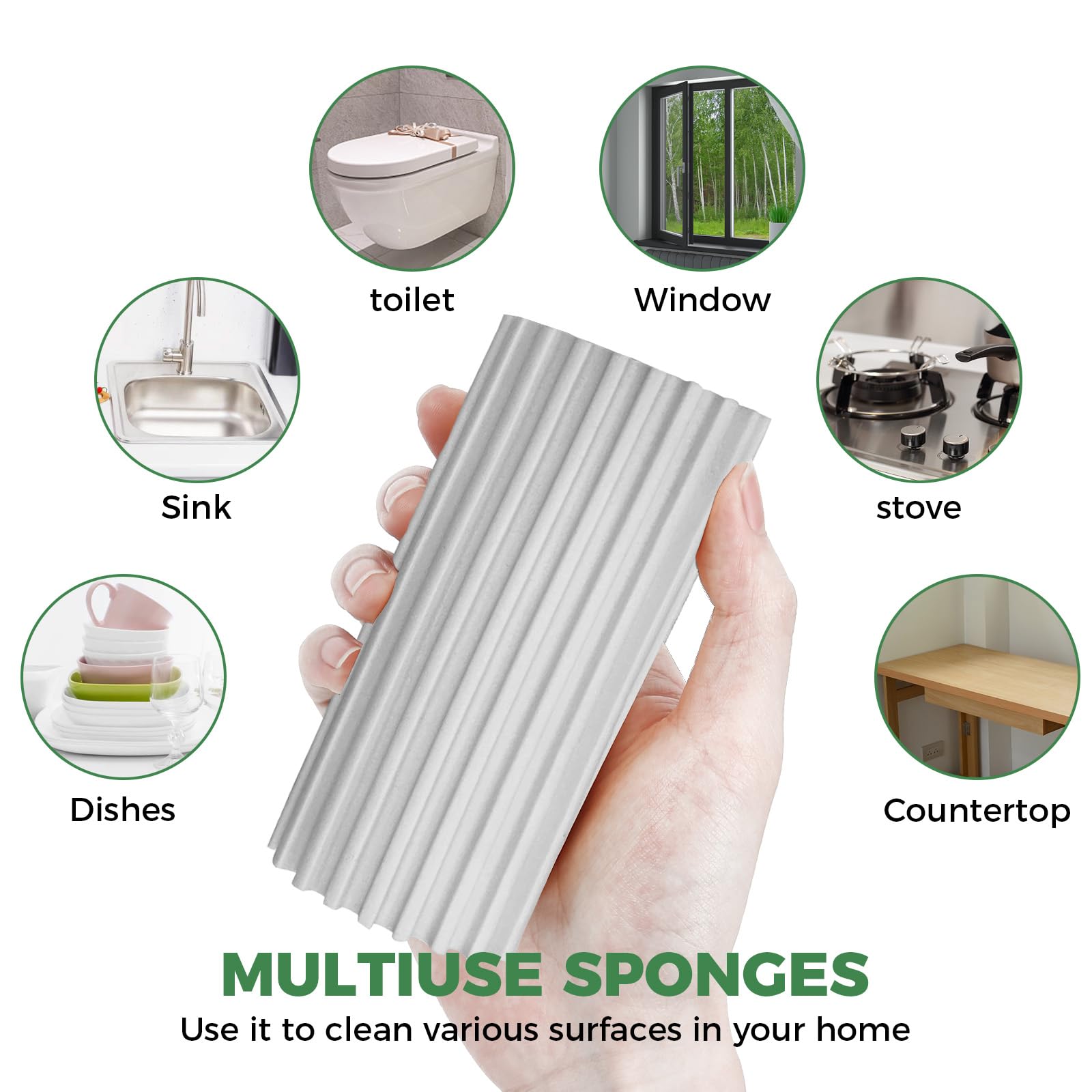5 Pcs Damp Clean Duster Sponge, Dusters for Cleaning Blinds, Baseboard, Ceiling Fan Scrub Brush Magic Eraser Sponge Apartment Must Haves Household Cleaning Supplies Products Kitchen Gadgets(Grey)