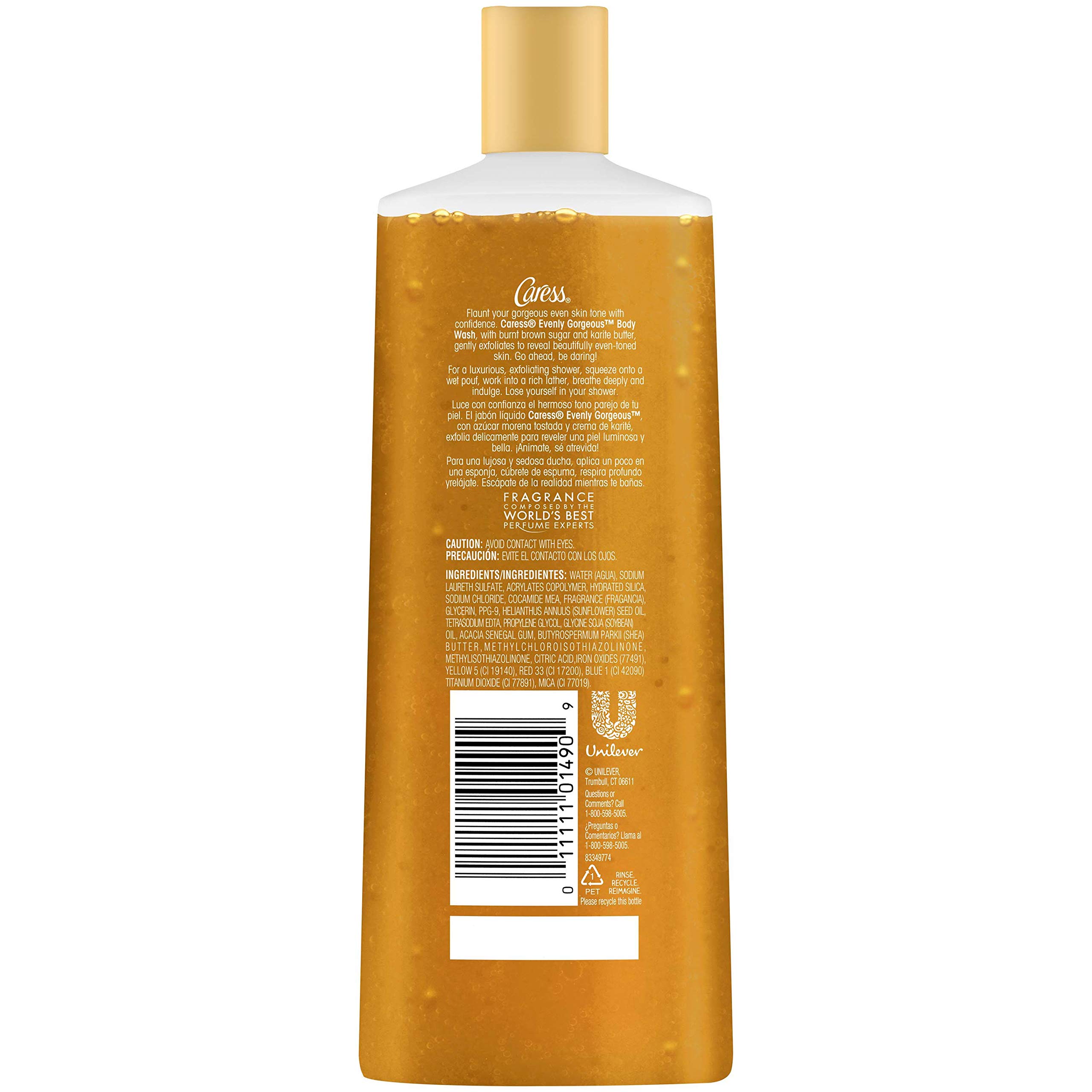 Caress Evenly Gorgeous With Burnt Brown Sugar & Karite Butter Body Wash 18 oz ( Pack of 3)