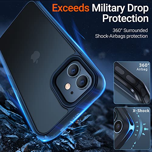 TORRAS Shockproof Designed for iPhone 12 Mini Case [8FT Military Grade Drop Tested] Slim Fit Hard iPhone 12 Mini Phone Case with Silicone Bumper, Translucent Case for iPhone 12 Mini 5.4“, Black