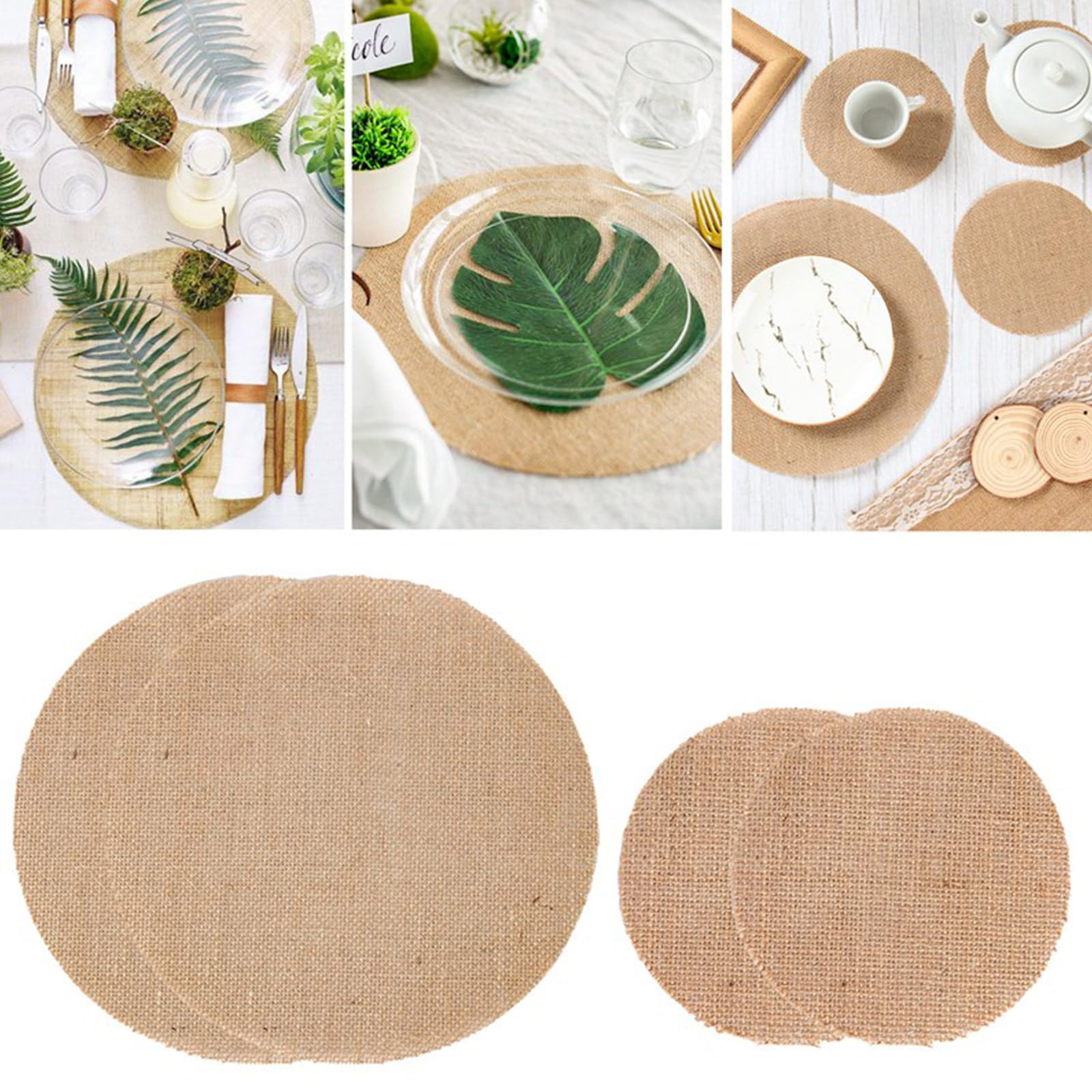 5 Pcs Linen Jutes Placemat Vintage Burlap Teas Cup Mat Natural Place Mats Small Kitchen Dining Table Mat Durable Teas Cup Plates Mats