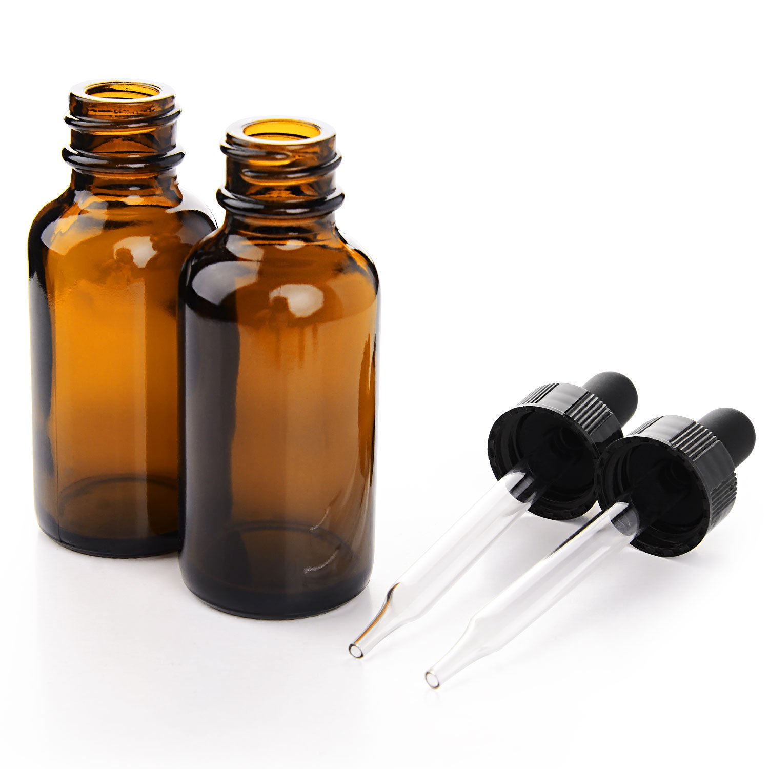Yesker Amber Glass Bottles for Essential Oils with Glass Eye Dropper 60 ml (2oz) for Essential Oils, Chemistry Lab Chemicals, Colognes & Perfumes- Pack of 12