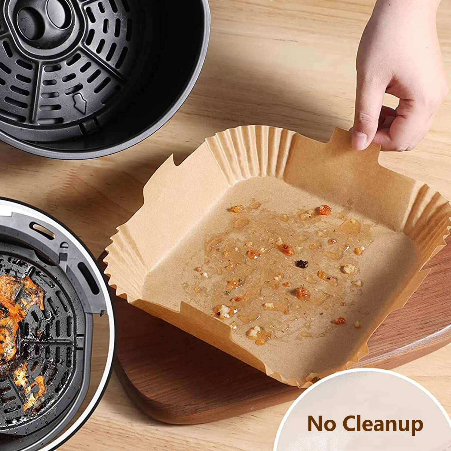 Air Fryer Disposable Paper Liner,100pcs Airfryer Parchment Paper Liners Square Non-stick 8inch Baking Paper for Air Fryer 5-8QT