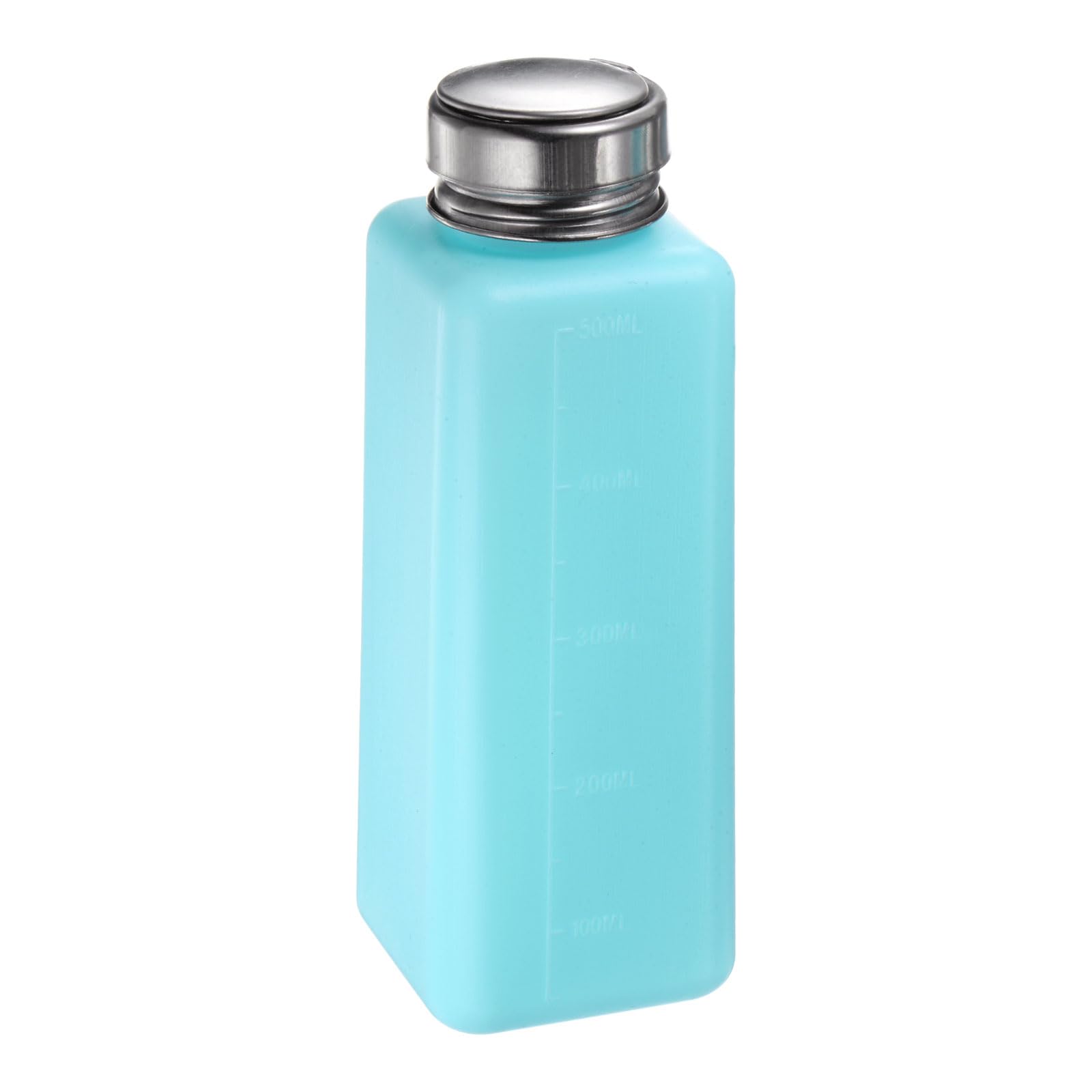 HARFINGTON Solvent Alcohol Dispenser 500ml(16.9oz) Push Down Liquid Dispenser Pump with Sealing Stainless Steel Lid for Acetone Cleanser Polish Remover, Blue