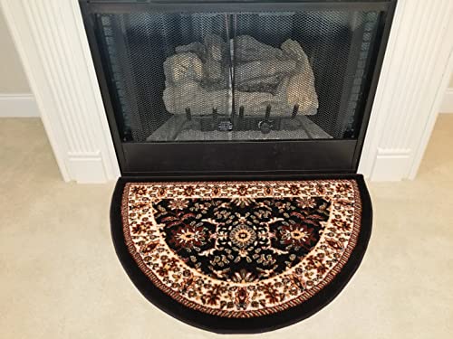 Great American Distributors Hearth Slice Fireplace Rug - Log Cabin Decor, Kitchen Carpet, Accent Rug, Fire Resistant Mat, Traditional Designs, 2'2" x 3'3" (Cream/Black)