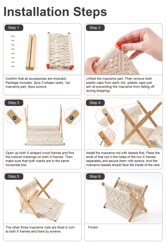 Mkono Macrame Magazine Rack Boho Magazine Holder Storage Standing Basket for Books, Newspapers, Swaddle Blanket, Living Room, Bathroom, Office, Nursery, Home Decor, Small Size, 11.22’’L x 7.5’’W