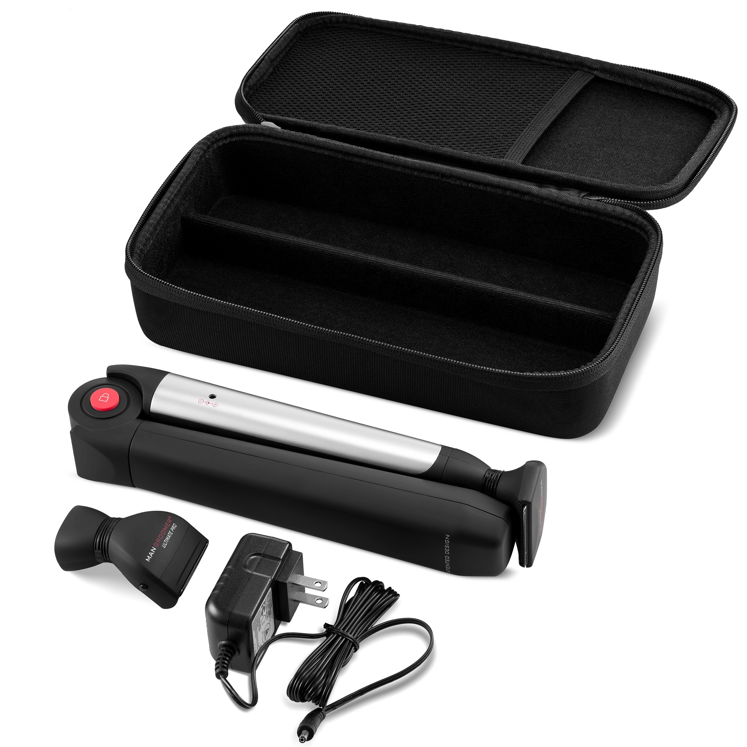 caseling Hard Case fits Mangroomer Ultimate Pro Back Hair Shaver Lithium Max Back Shaver with Power Supply and The Other Shave Head Blade