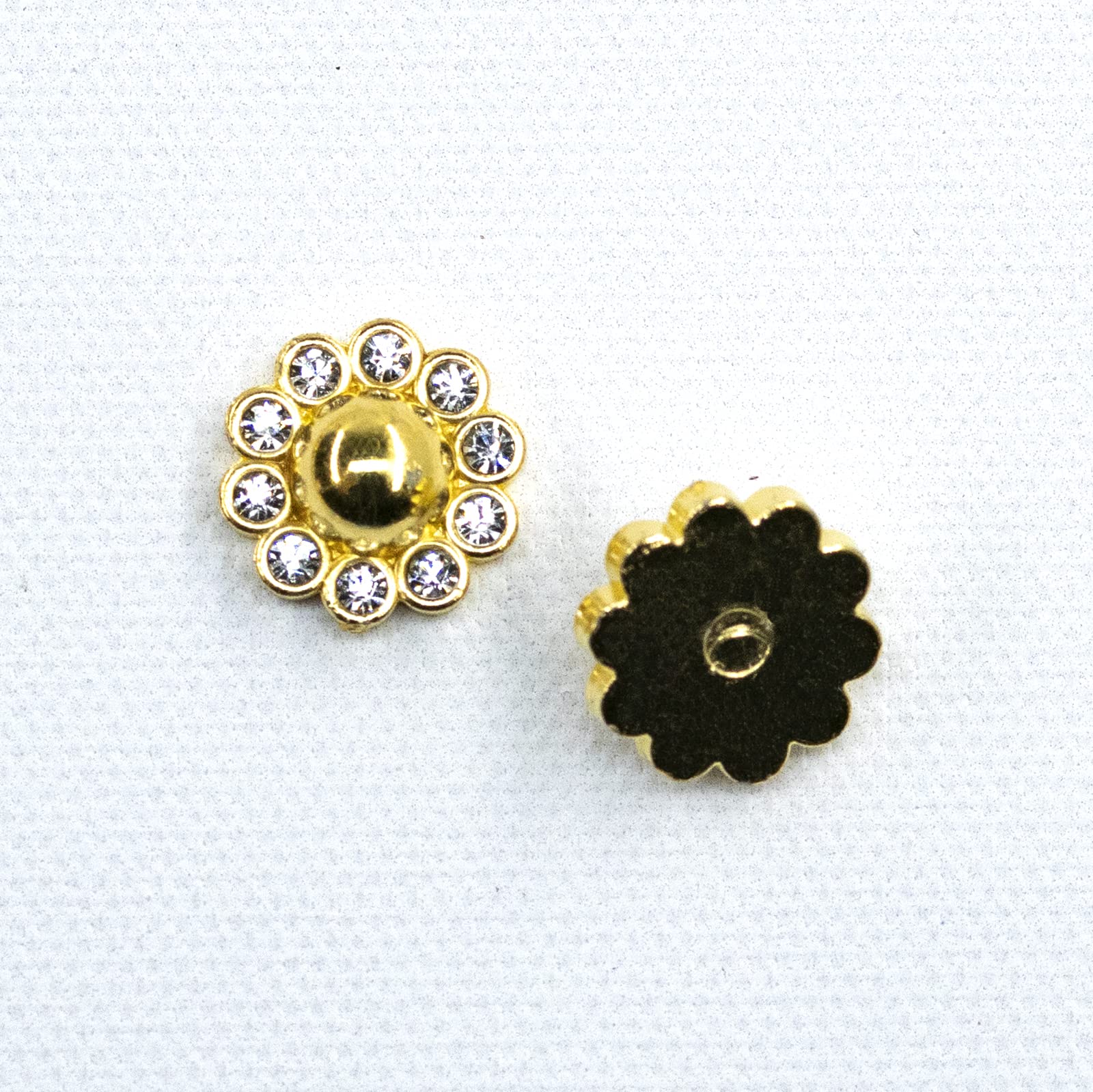 50 pcs Rhinestone Faux Pearl Buttons Accessory Decoration Craft for DIY Scrapbooking Embellishments Wedding Bouquet Flower Centre Home Decor 14mm (Gold)