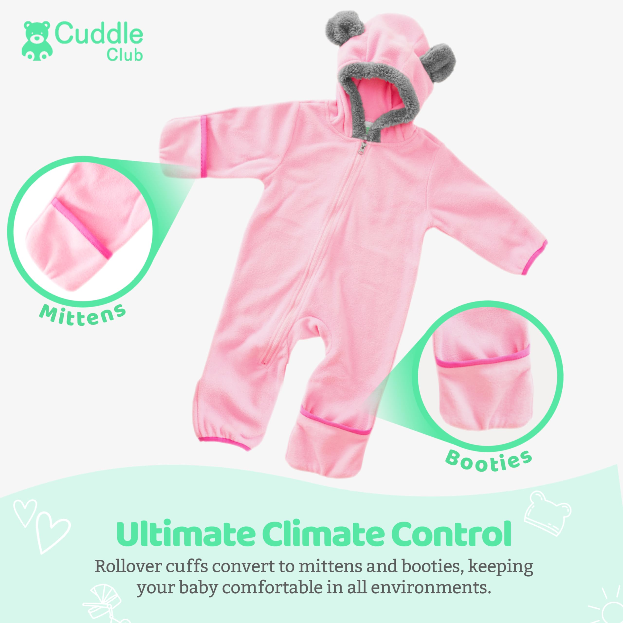 Fleece Baby Bunting Bodysuit – Infant One Piece Kids Hooded Romper Outerwear Toddler Jacket