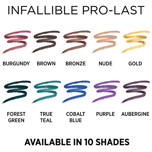 L’Oréal Paris Makeup Infallible Pro-Last Pencil Eyeliner, Waterproof and Smudge-Resistant, Glides on Easily to Create any Look, Grey, 0.042 oz.