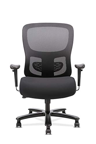 HON Sadie Big and Tall Office Chair Mesh Back Ergonomic Computer Desk Chair Heavy Duty 400 lb Max - Adjustable Arms, Lumbar Support, Comfortable Seat Cushion, 360 Swivel Rolling Wheels - Black