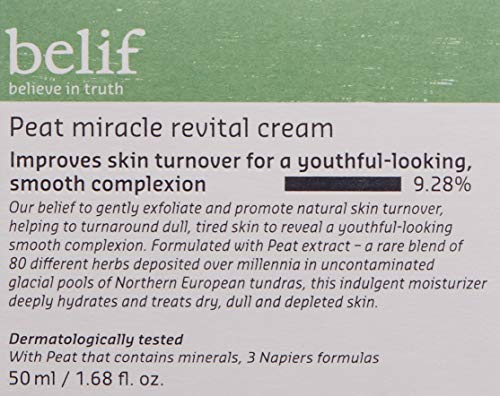 Belif Peat Miracle Revital Cream - Rich & Velvety Anti-Aging Face Moisturizer for Elasticity & Repair - 1.68 Fl Oz