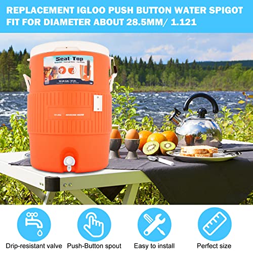 3Pcs Push Button Water Spigot Cooler Spigot Replacement, Reusable Water Spigot Compatible with Igloo 2, 3, 5, and 10 Gallon Water Cooler, Durable Spigot for 5 Gallon Bucket (White)