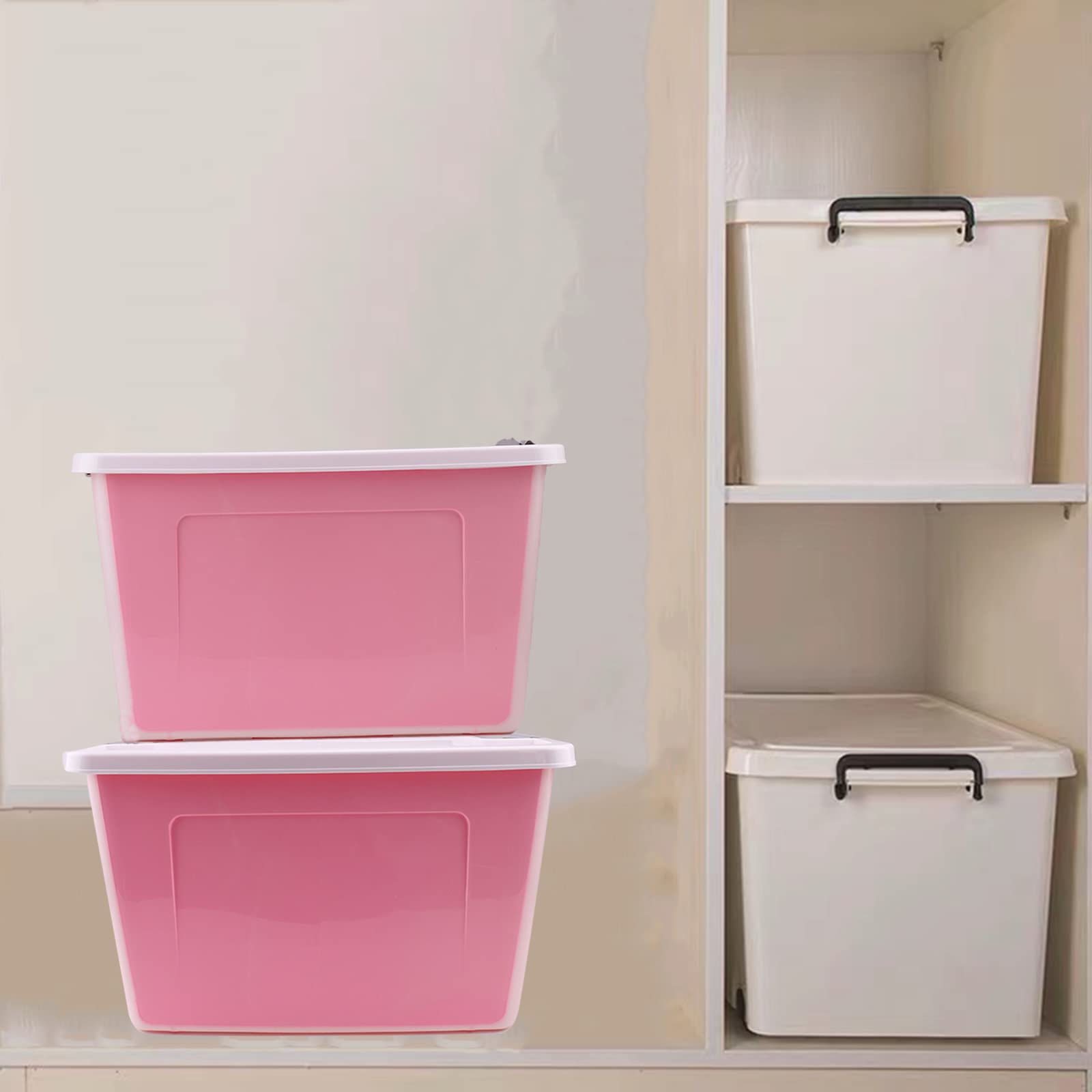 56 Quart Large Storage Bins Waterproof, Utility Tote Organizing Container Box with Lid, Collapsible Clear Plastic Storage Box, for Toys Clothes and Bedding, 1 pack, Blue