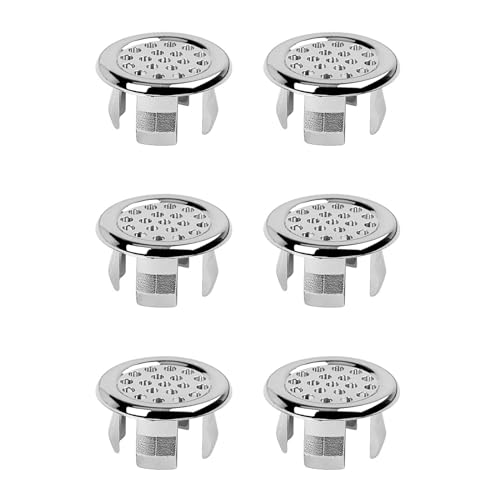6pcs Round Basin Overflow Trim Sink Hole Cap Drain Cap Cover Insert in Hole Simple Installation for Bathtub Kitchen Sink Sink Hole Replacement Drain Cap Bathtub Hole Kitchen Sink Accessory Plastic