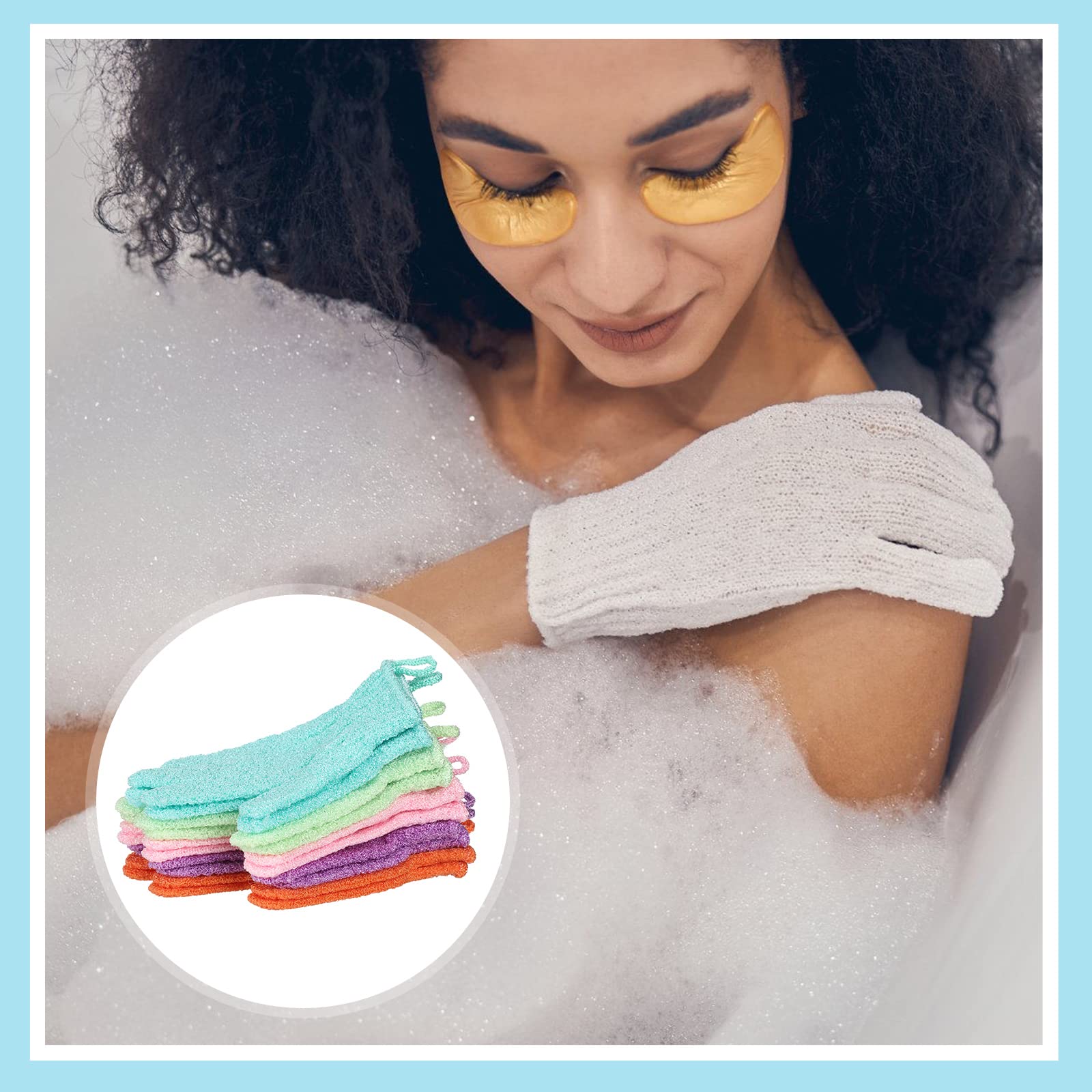 52 Pcs Exfoliating Shower Gloves Exfoliating for Body with Hanging Loop Double Sided Exfoliating Bath Gloves Deep Clean Dead Skin for Spa Massage Beauty Skin Shower Accessories, 13 Colors