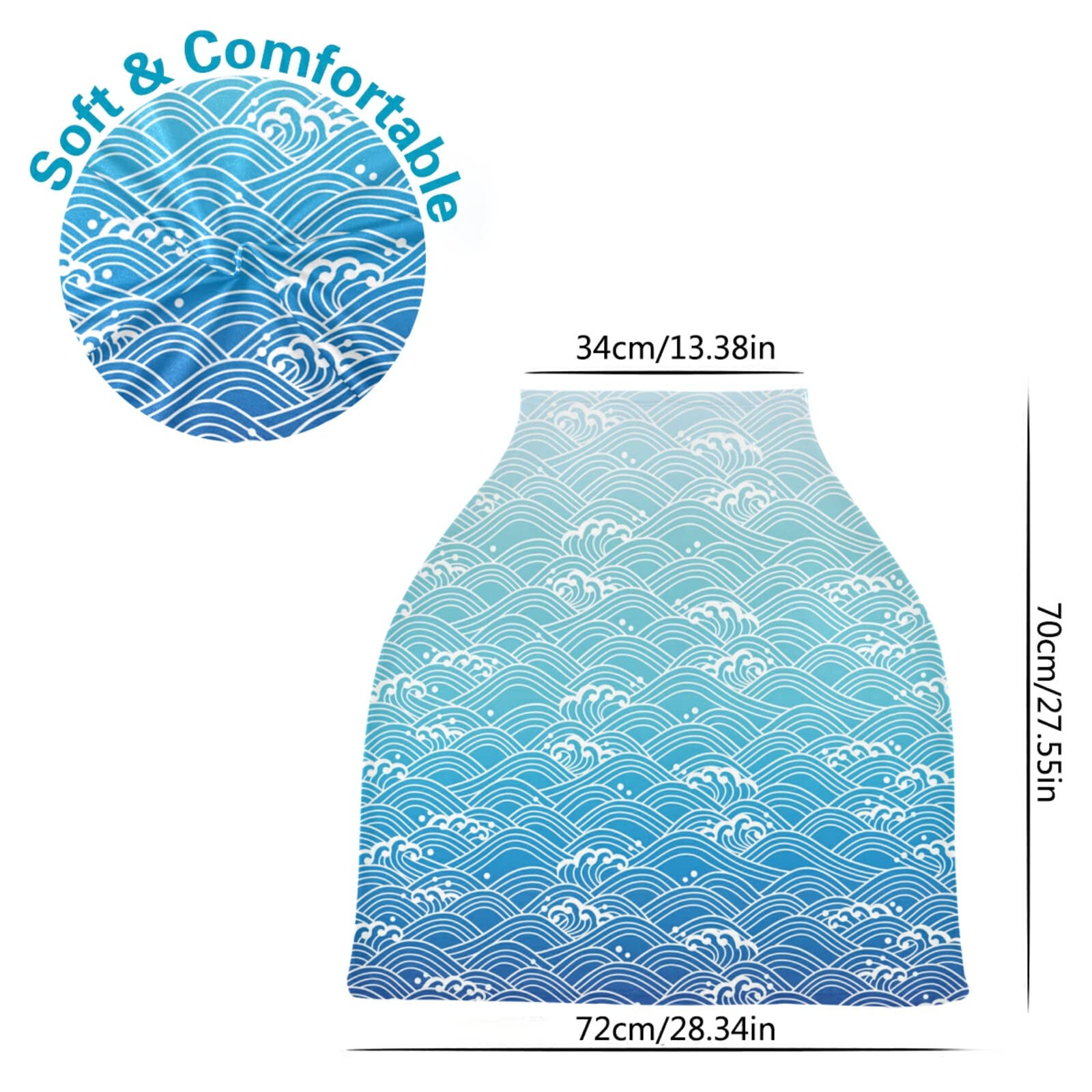 Nursing Cover Breastfeeding Scarf Ocean Wave - Baby Car Seat Covers, Infant Stroller Cover, Carseat Canopy(913h)