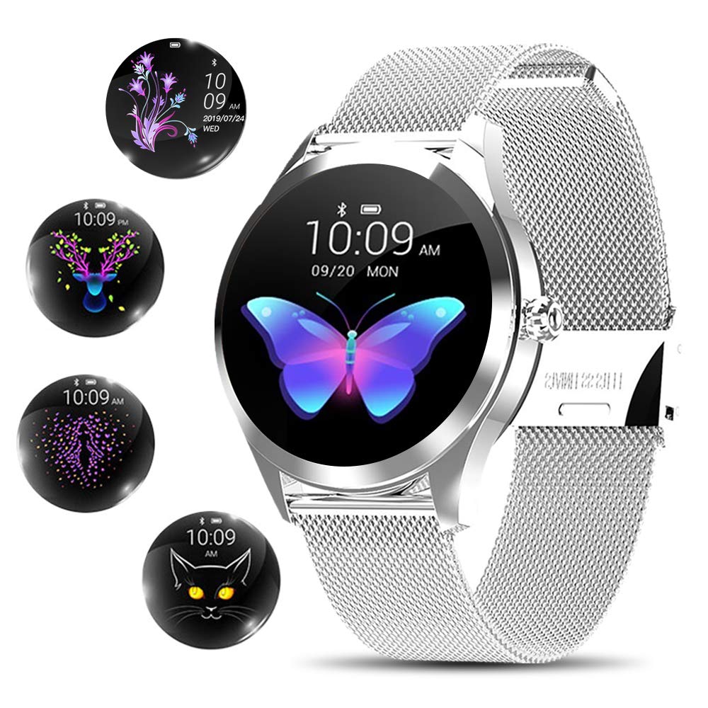 Smart Watch for Women,Elegant&High-end Sylish Stainless Steel IP68 Waterproof Smartwatch Fitness Tracker with Heart Rate Sleep Monitoring Calories Activity Tracker,Gift for Lady Girls,Silver