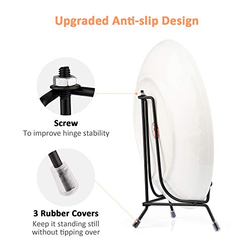 Mocoosy 6 Pack 3 Size Upgraded Anti-Slip Plate Stands for Display, 4 6 8 Inch Photo Holder Display Stand Set, Black Metal Iron Wire Frame Stand Easel for Pictures, Decorative Platter, Book and Arts
