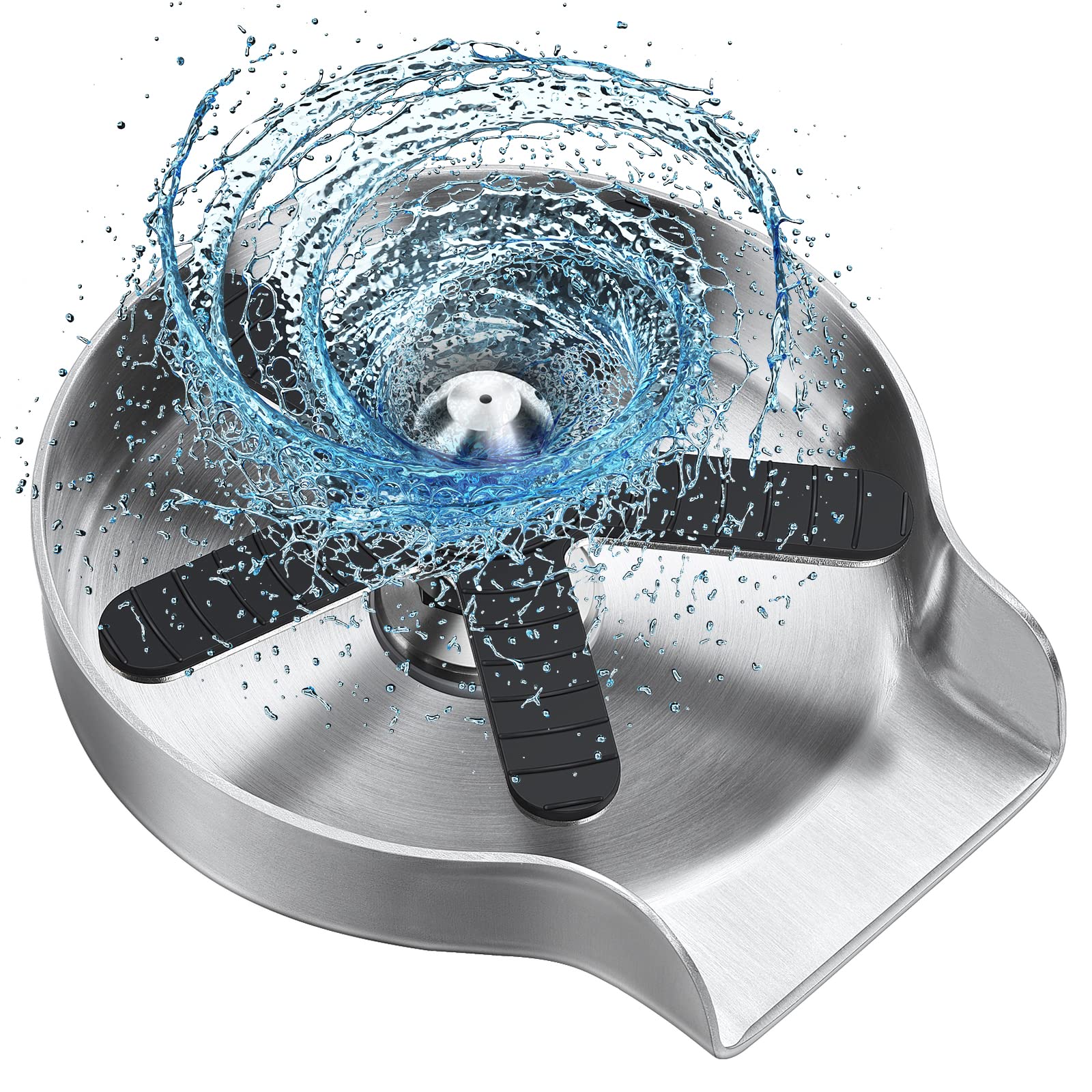 Glass Rinser, Ranol cup washer for sink with metal base, Stainless steel glass rinser for kitchen sink, Perfect for cleaning all glassware