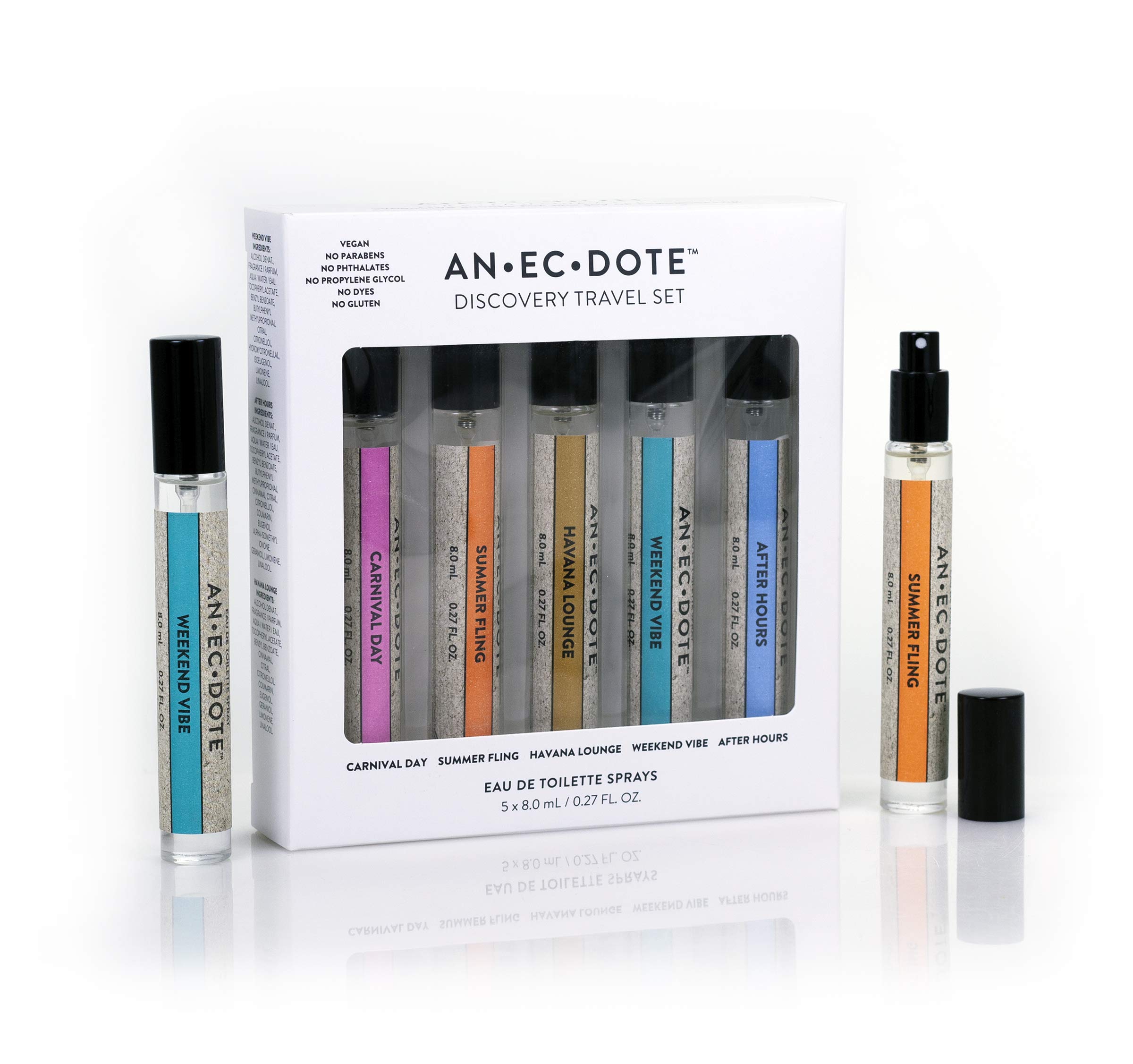 PB ParfumsBelcam Anecdote Fragrances Discovery Travel Set Five Fragrances Edt Sprays 0.27 Fl Ounce Each, 1.35 fluid_ounces, clear, 94500