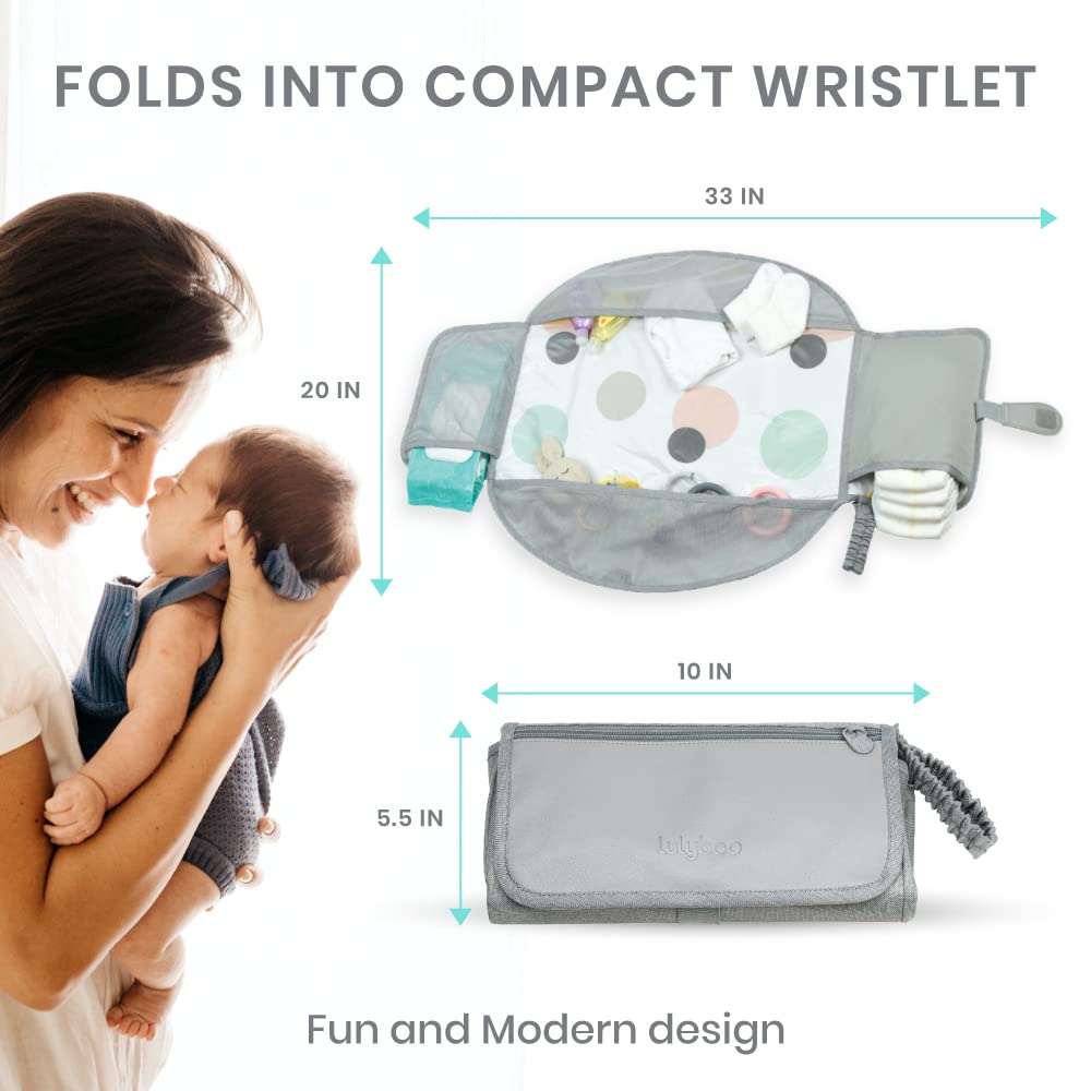Lulyboo Portable Diaper Changing Pad - Diaper Changer Travel Bag & Baby Changing Pad, Foldable Baby Changing Mat, Portable Changing Pad for Baby Gift - Changing Station, Baby Registry Search - Bubble