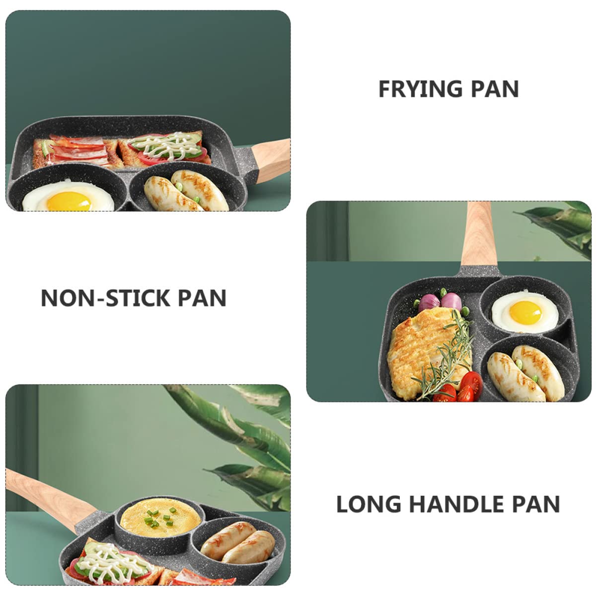 Anneome 1pc Nonstick Kitchen Poached Fried Pans Muffins Non Alloy Section Handle for Non-stick Plett Cups Skillet Tool Steak With Stick One Multipurpose Home Burger Cookware