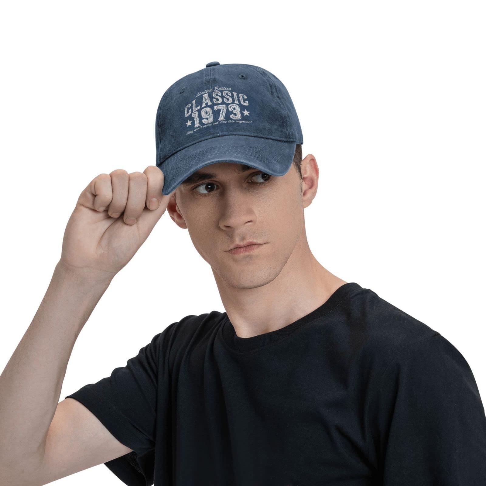50 Year Old Vintage Car 1973 Baseball Hats Adults Classic 1973 50th Birthday Caps Birthday for Girlfriend Cap Navy Blue