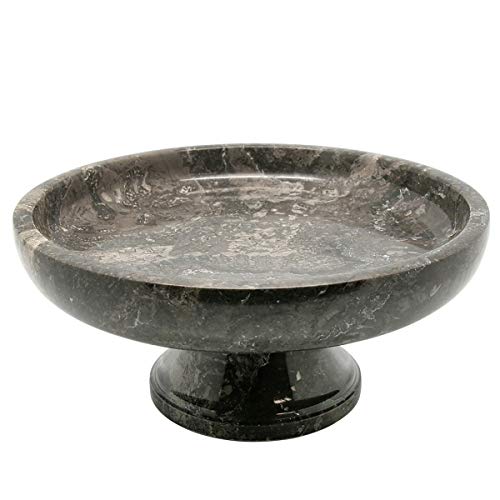 Creative Home Charcoal Marble 10" x 10" Fruit Bowl on Pedestal