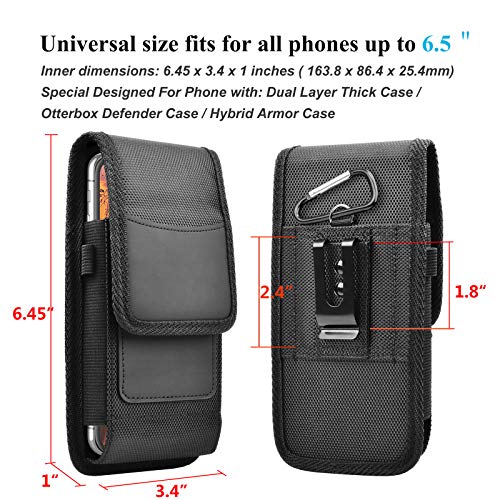Njjex Cell Phone Holster for Samsung Galaxy S23 Ultra S22 S21 S20+ S10 S9 Note 20 A14 A21 A51 A71 A02S A12 A32 A42 A52 A13 iPhone 13 14 Pro Max 12 11 XR 7 8+ Nylon Belt Clip Holster Phone Holder Pouch