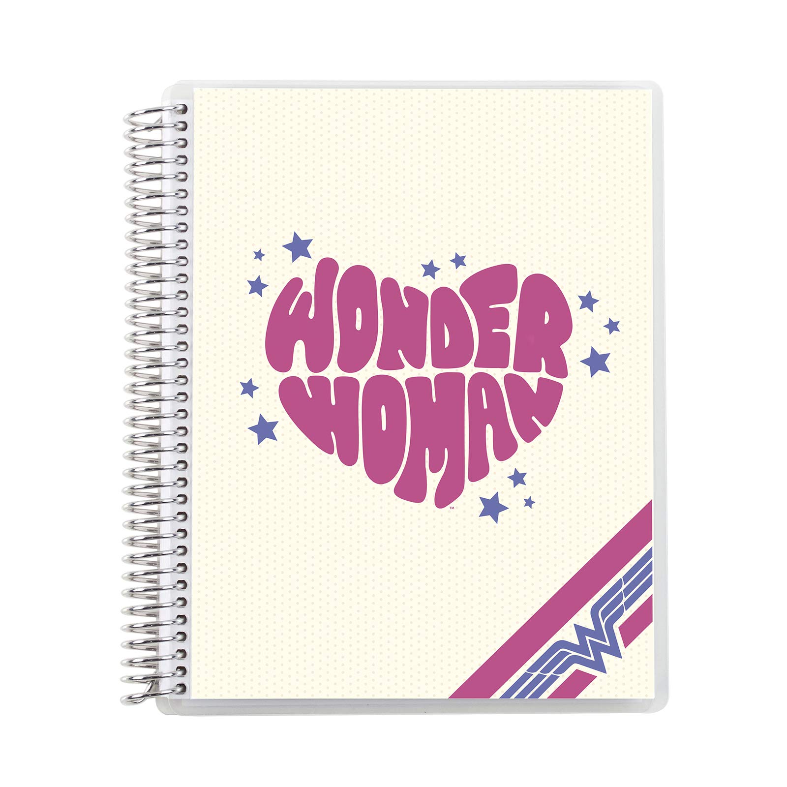 7" x 9" Spiral Bound College Ruled Notebook - Wonder Woman Starstruck. 160 Lined Page Note Taking & Writing Notebook. 80Lb Thick Mohawk Paper. Stickers Included by Erin Condren.