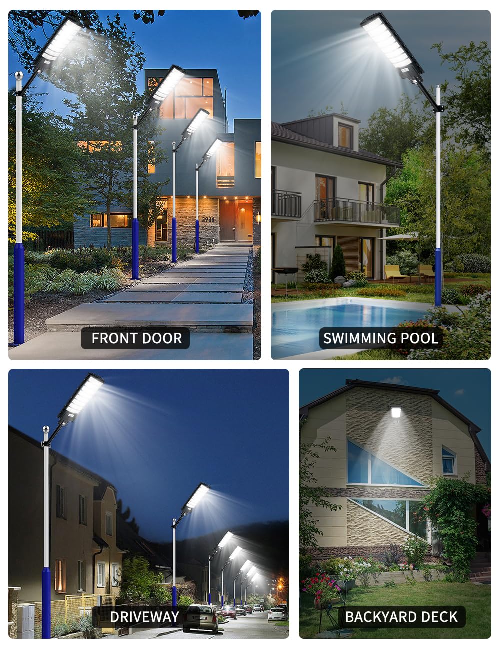 Sararoom 800W Solar Street Lights Outdoor Waterproof,16000 LM Dusk to Dawn Solar Flood Light with Remote Motion Sensor,Dimmable LED Street Light for Parking Lot, Yard, etc( 4 Pack )
