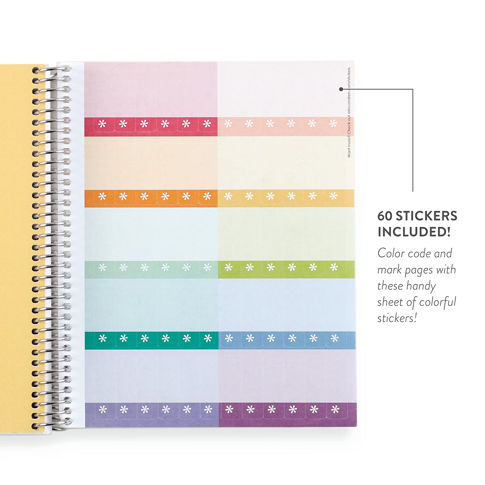7" x 9" Spiral Bound Dot Grid Journal Notebook - Tie Dye Hearts. 5mm Dot Grid. 160 Page Writing, Drawing & Art Notebook. 80Lb Thick Mohawk Paper. Stickers Included by Erin Condren.