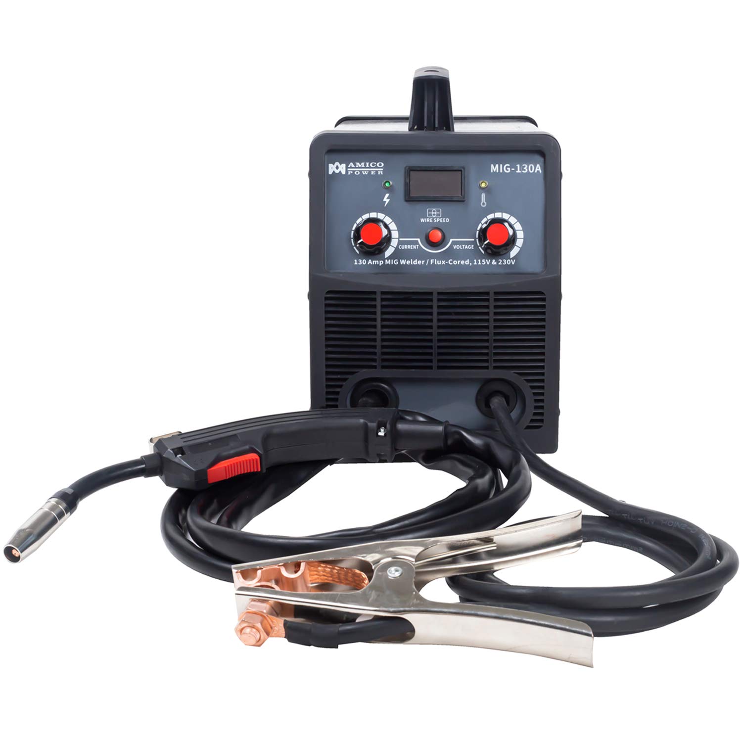 Amico MIG-130A, 130 Amp Flux Cored Gasless MIG Welding Machine, 115/230V Dual Voltage Welder New