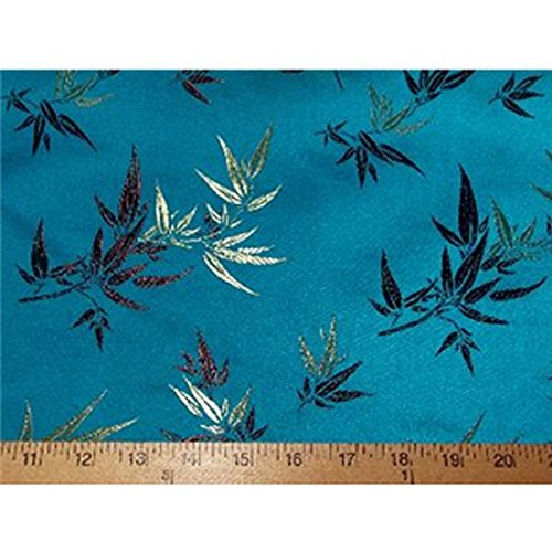 Chinese Faux Silk Bamboo Brocade Satin Fabric Sold by The Yard (Turquoise)