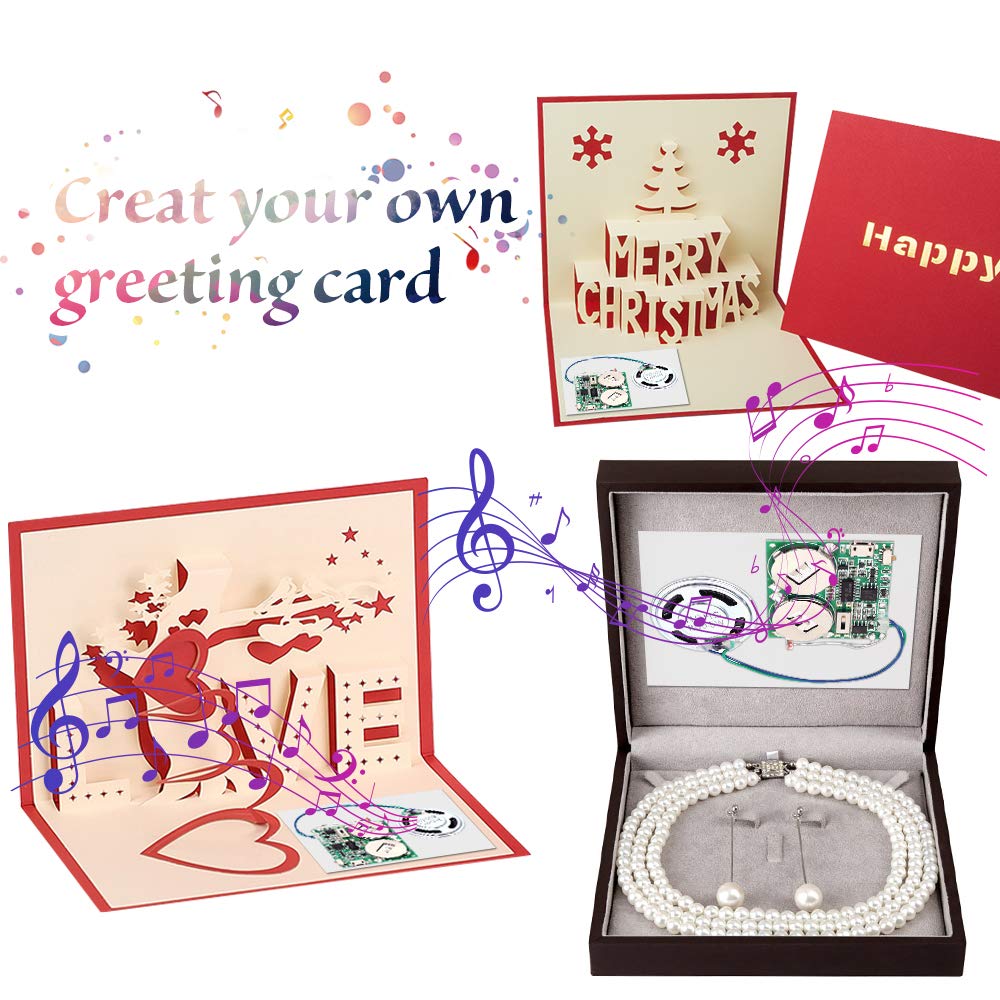 Icstation DIY Light Sensor Sound Module, Micro USB Recordable Sound Chip 8M Memory Speaker Talking Programmable Music Player Box for Birthday Greeting Card Anniversary Present