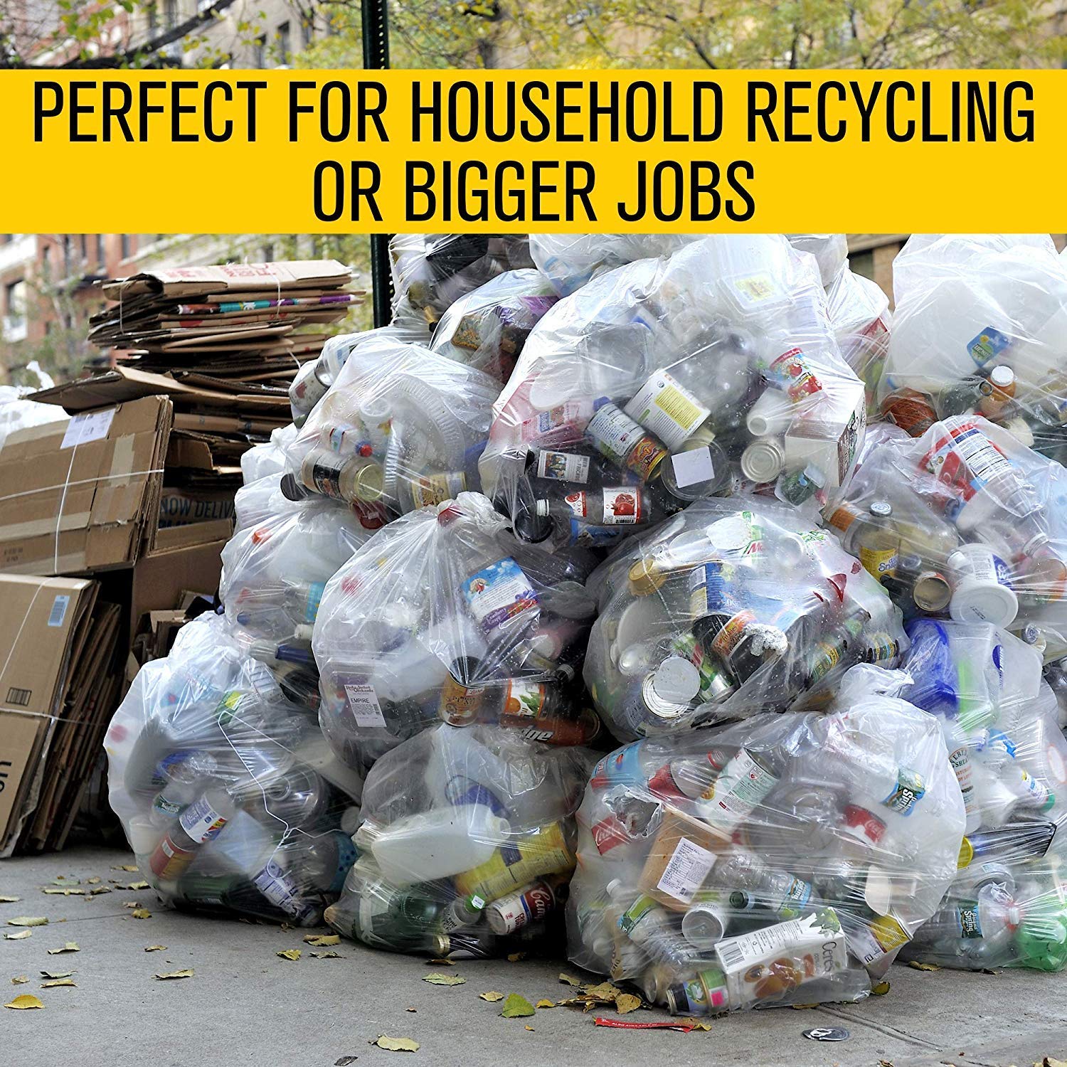 60 Gallon Clear Trash Bags - (Huge 100 Pack) - 38" x 58" - 1.5 MIL (Equivalent) - CSR Series - Heavy Duty Industrial Liners Clear Garbage Bags for Recycling, Contractors, Storage, Outdoor